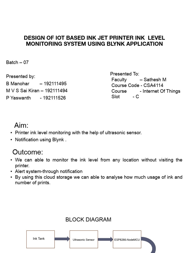 Design of Iot Based Ink Jet Printer Ink Level Monitoring System Using ...