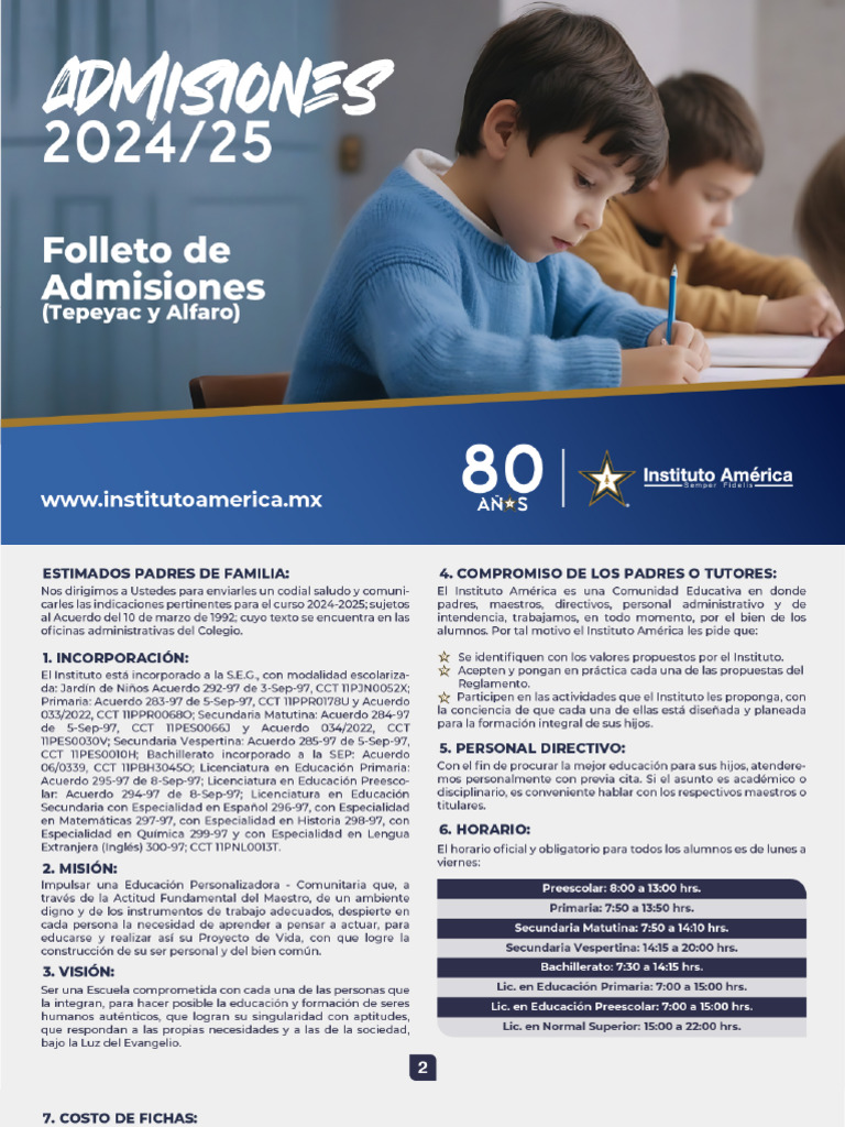Folleto Admisiones 24 - 25 Autorizado1 | PDF