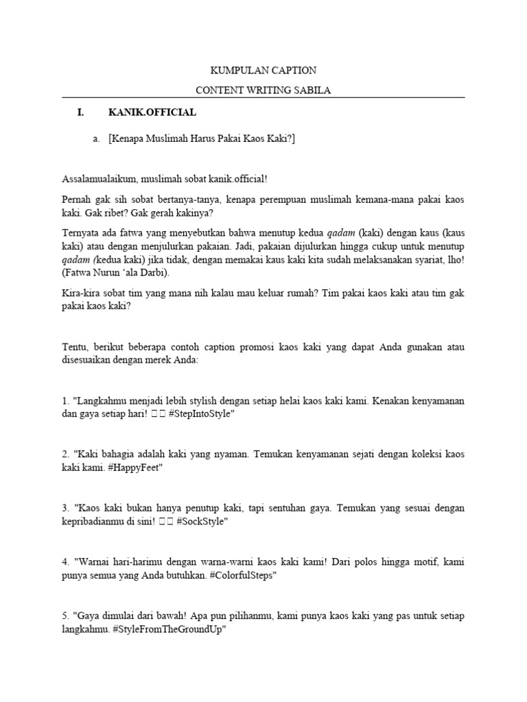 Kumpulan Caption | PDF