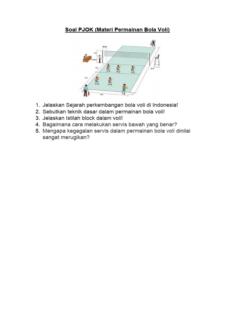 Soal Pjok Permainan Bola Voli | PDF | Olahraga & Rekreasi