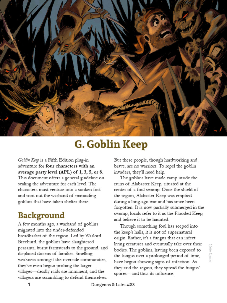 DMDave - Dungeons & Lairs 83 - Goblin Keep - Full Version | PDF | Fungus