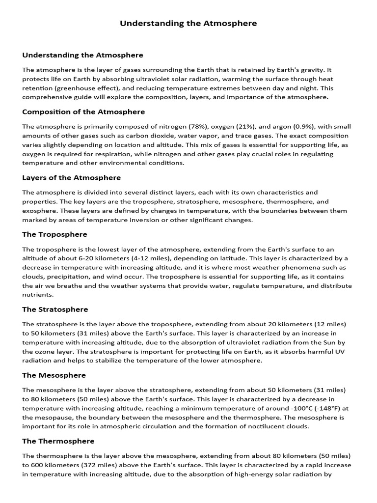 Understanding The Atmosphere | PDF | Atmosphere Of Earth | Atmosphere