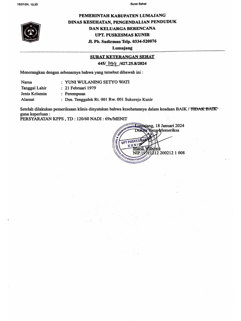 Surat Sehat Yuyun | PDF