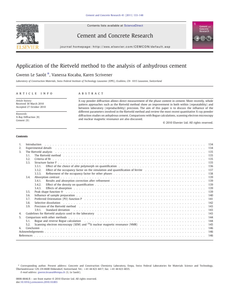 Rietveld Method for Cement Analysis | PDF | Cement | Scanning Electron Microscope