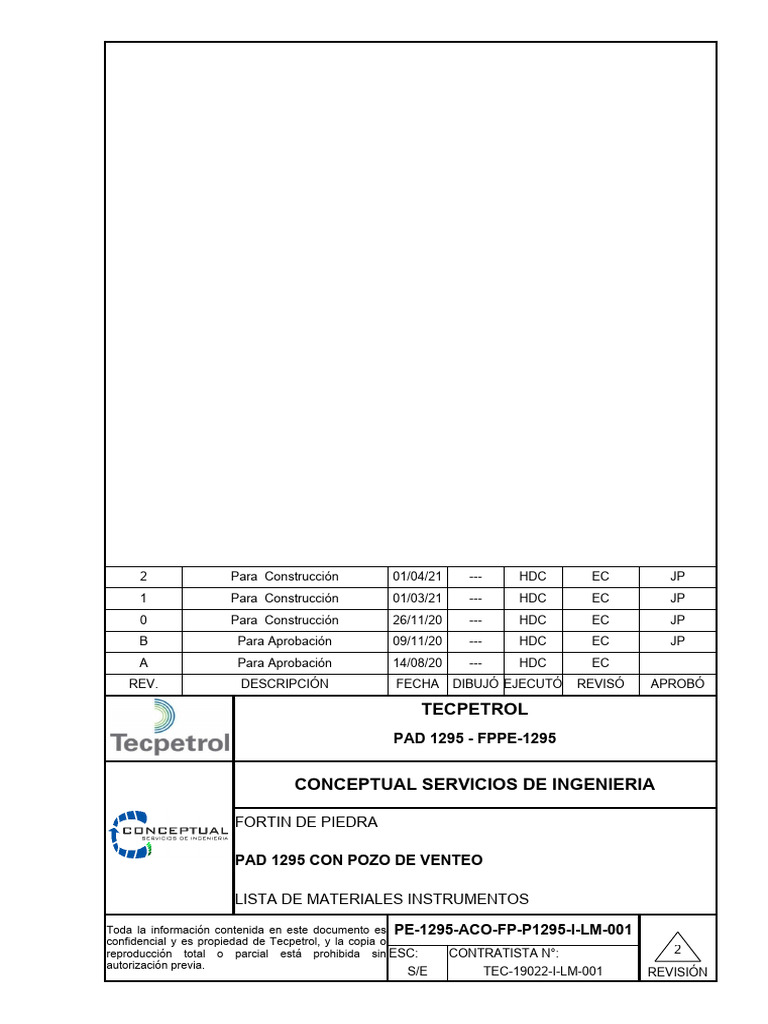 PE1295-ACO-FP-P1295-I-LM-001 - Rev2 LISTADO DE MATERIALES INSTRUMENTOS ...