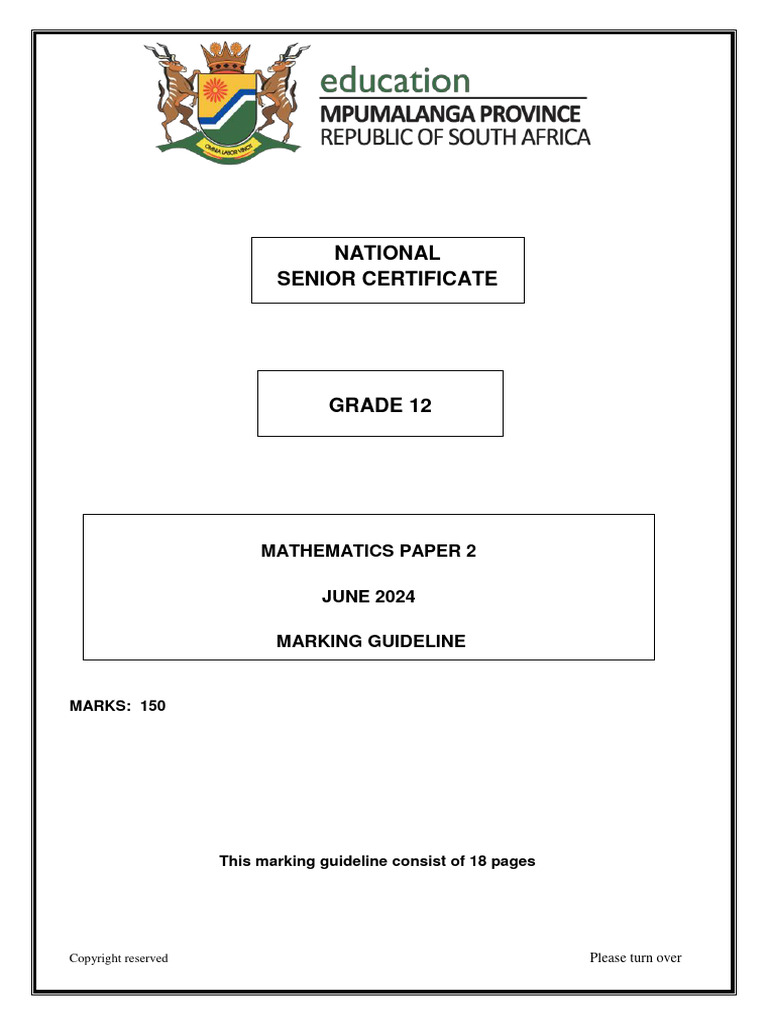 Mathematics P2 MG June Exam 2024-2 | PDF | Mathematics