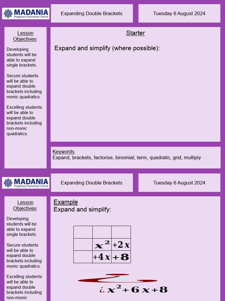 Expanding Double Brackets | PDF | Algebra | Mathematics