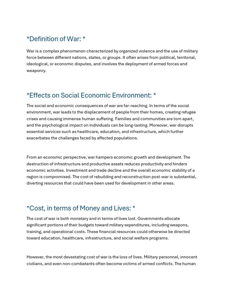 The Impact and Prevention of War | PDF | International Relations