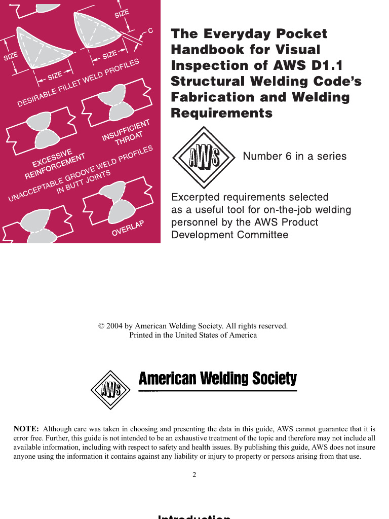 AWS PHB-6-2004 (The Everyday Pocket Handbook For Visual Inspection of AWS D1.1 Structural ...