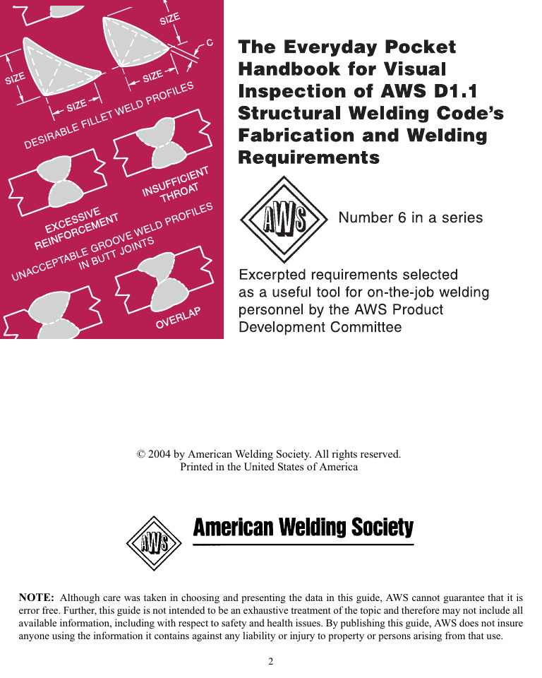 The Everyday Pocket Handbook For Visual Inspection of AWS D1.1 ...