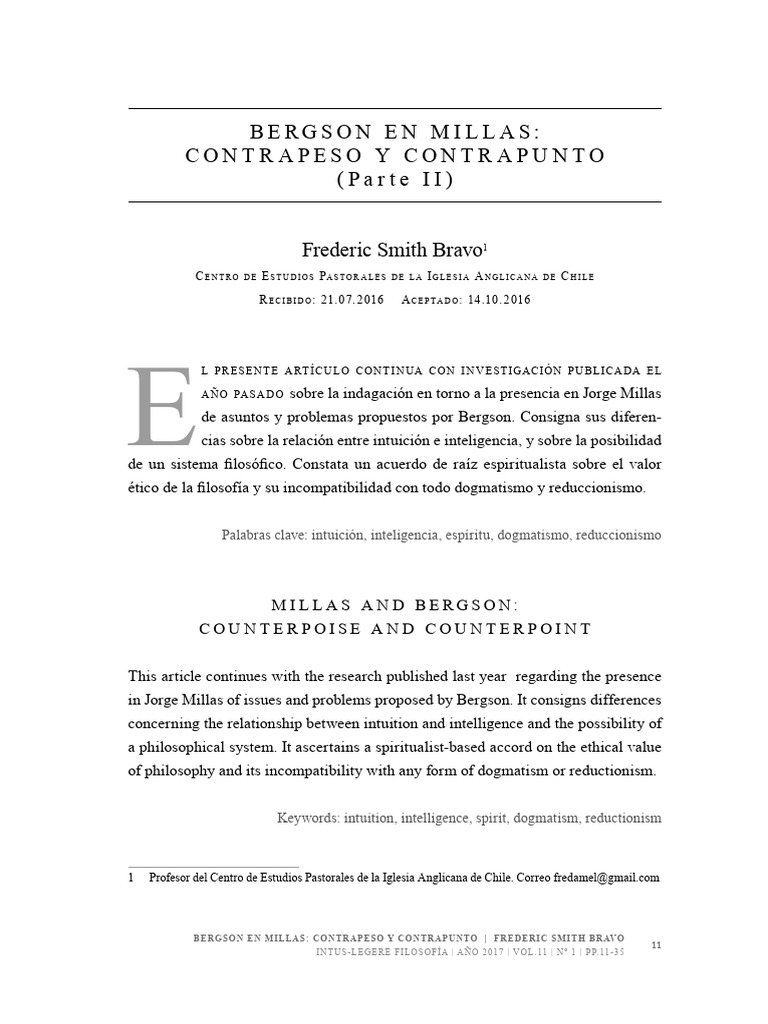 Millas y Bergson: Intuición vs. Inteligencia | PDF | Metafísica ...