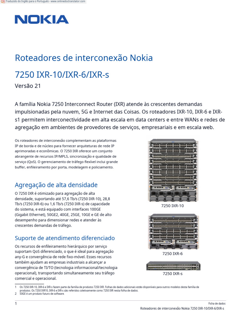 Nokia - Nokia - 7250 - IXR-10 - IXR-6 - IXR-S - Interconnect - Routers ...