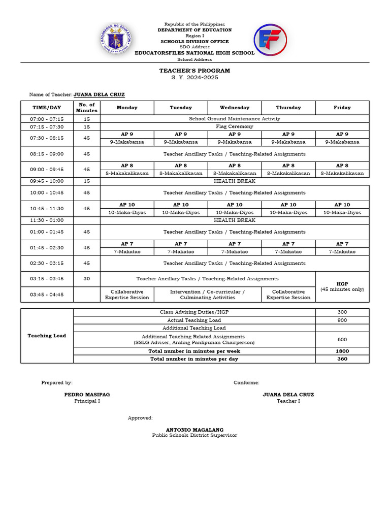 Teachers Program Template | PDF