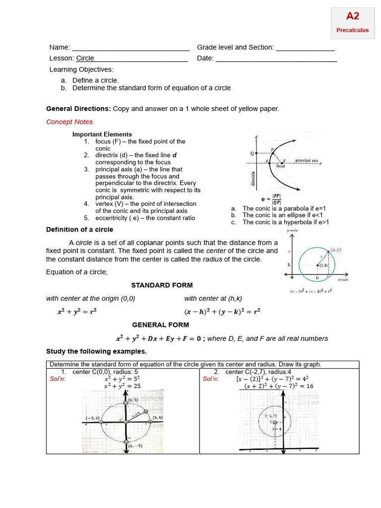 A2-Circle | PDF | Analytic Geometry | Euclidean Geometry