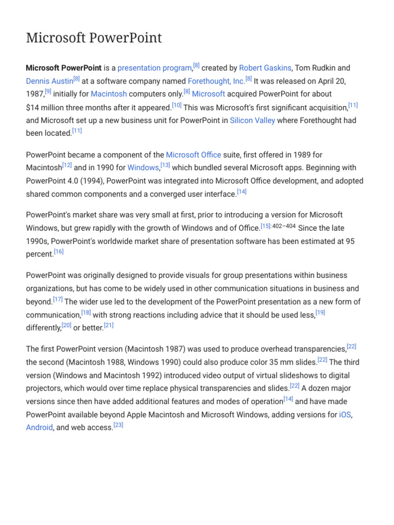 Microsoft PowerPoint - Wikipedia | PDF | Microsoft Power Point | Microsoft Office