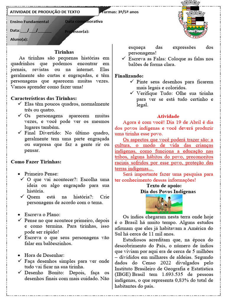 Criando Tirinhas sobre Povos Indígenas | PDF | Brasil | Povos indígenas