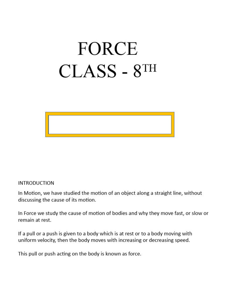 Force Class 8 | PDF | Force | Electric Charge