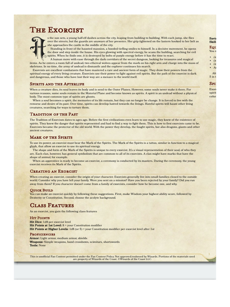 The Exorcist | GM Binder | PDF | Exorcism