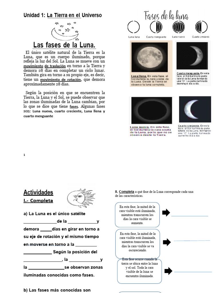 Fases de la luna | PDF | Luna | Cuerpos del sistema solar