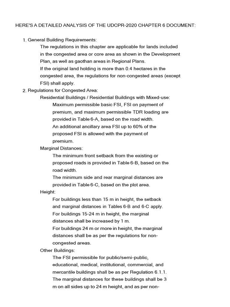 UDCPR 2020 Chapter 6 FSI Regulations | PDF