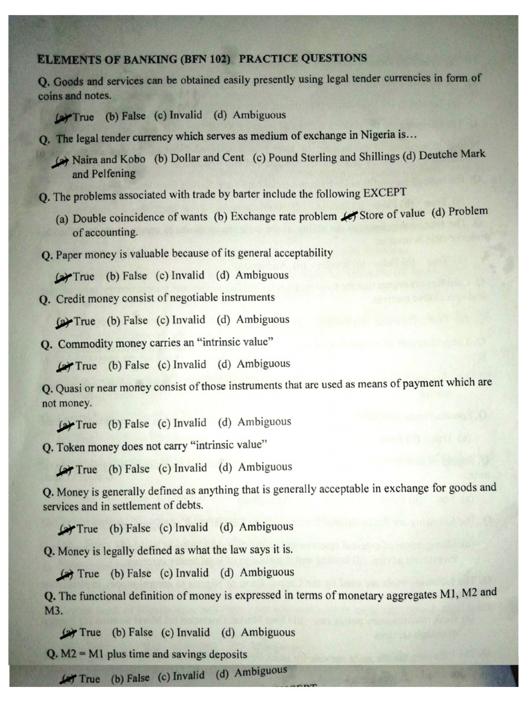 BFN 102 Practice Questions & Answers | PDF