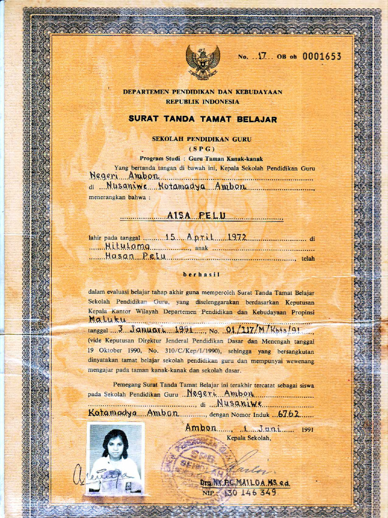 197204152000112001_IJAZAH SPG | PDF
