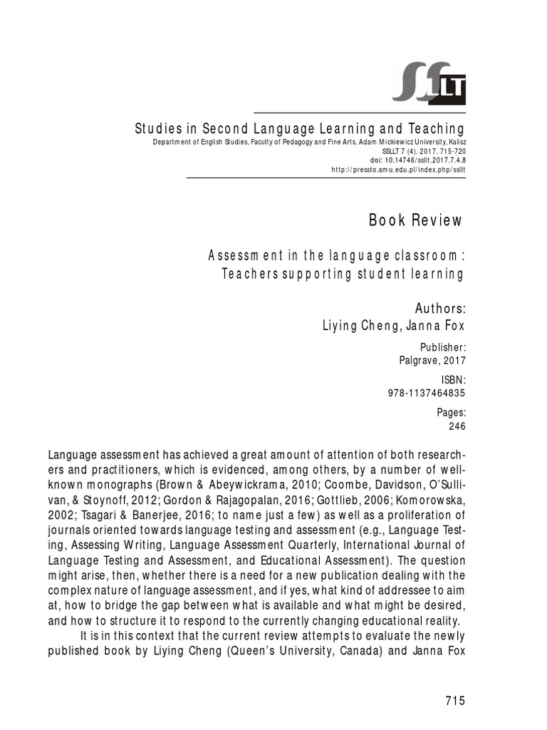 Review of Assessment in The Language Classroom Tea | PDF | Educational ...