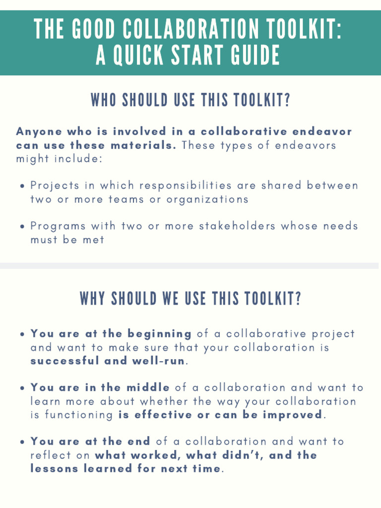 The Good Collaboration Toolkit | PDF | Leadership | Brainstorming