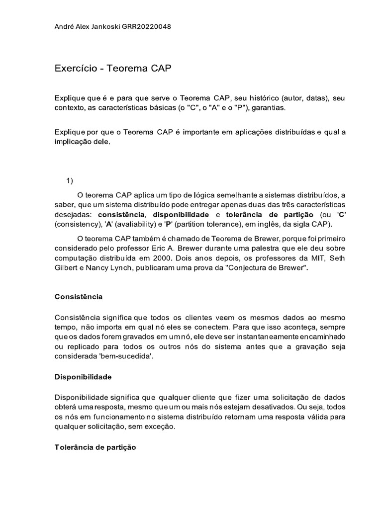 (6) Exercício - Teorema CAP | PDF