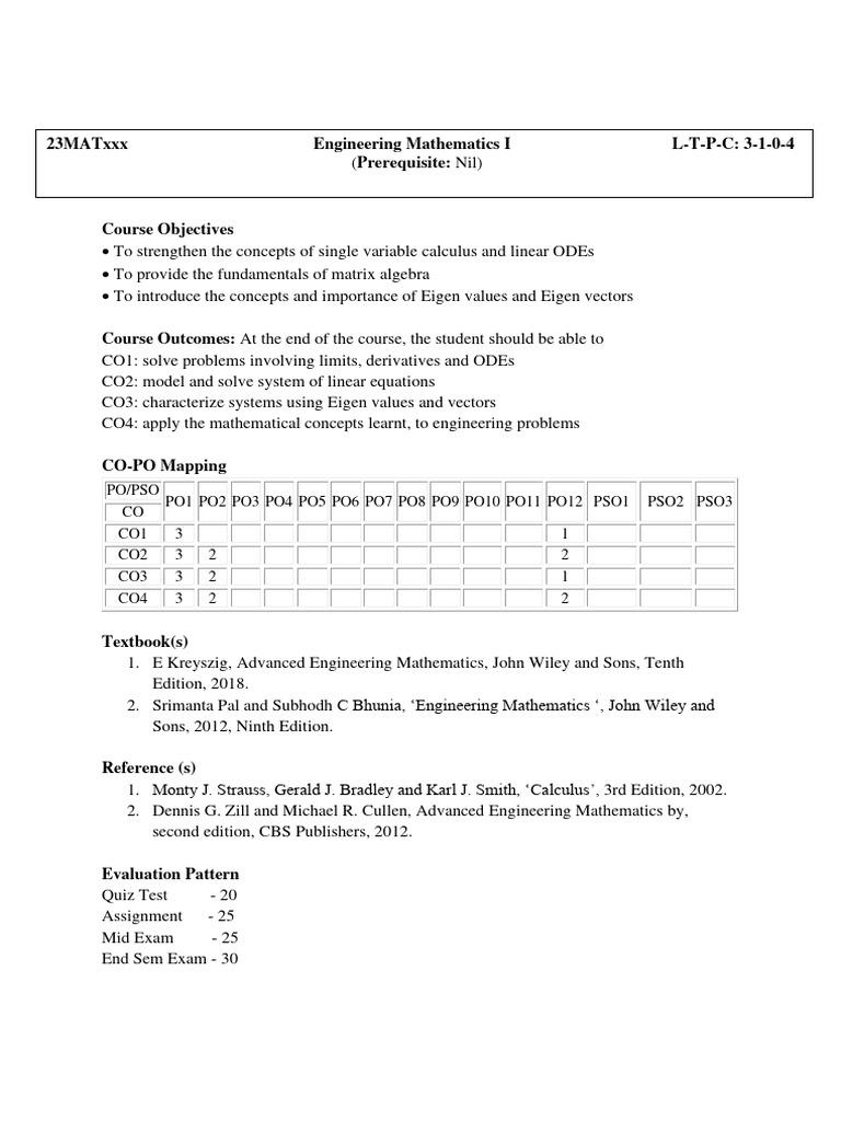 ECE-MATH 1st Sem Syllabus | PDF | Ordinary Differential Equation ...