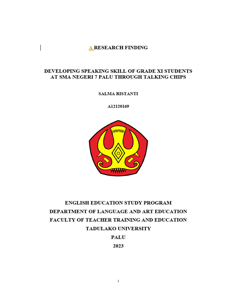 Research Finding - The Use of Talking Chips To Improve Speaking Skill ...