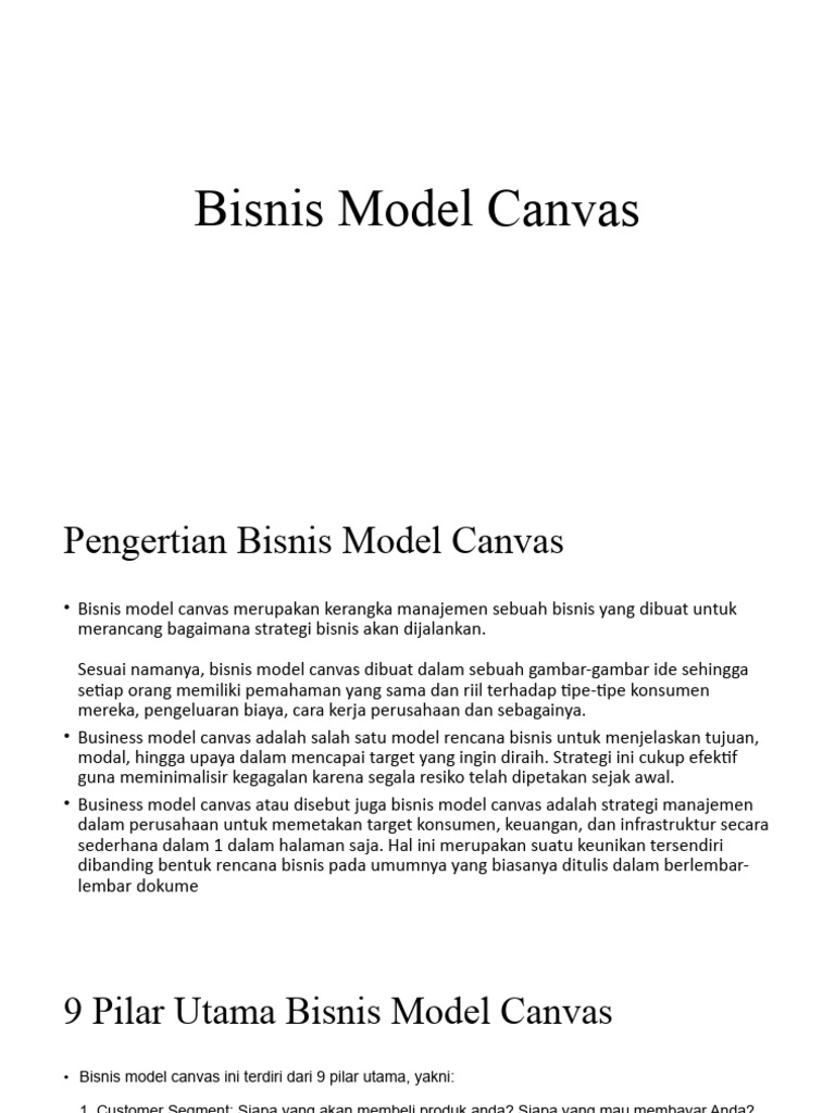 Panduan Lengkap Bisnis Model Canvas | PDF