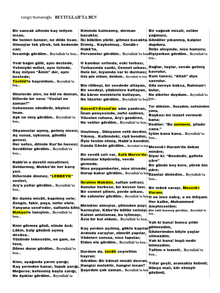 Numanoğlu BEYTULLAH-med Gloser | PDF