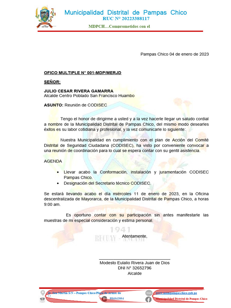 Oficio Reunion Conformacion Codisec | PDF | Gobierno