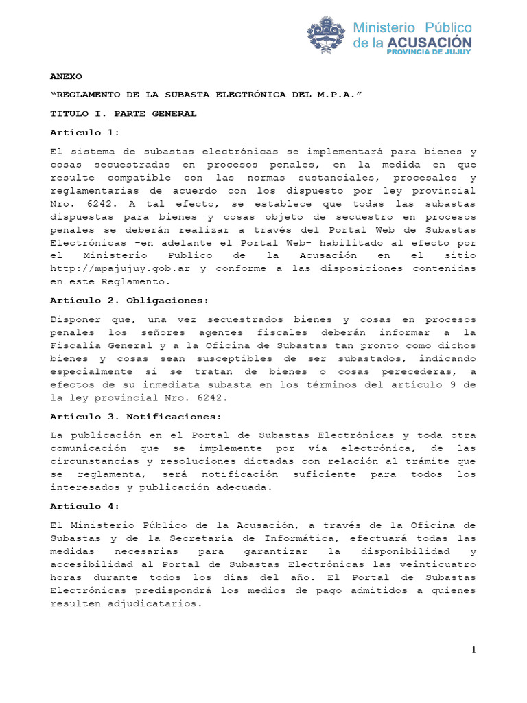 Anexo Reglamento | PDF | Subasta