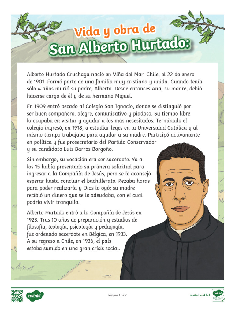 Biografía de San Alberto Hurtado para Niños | PDF