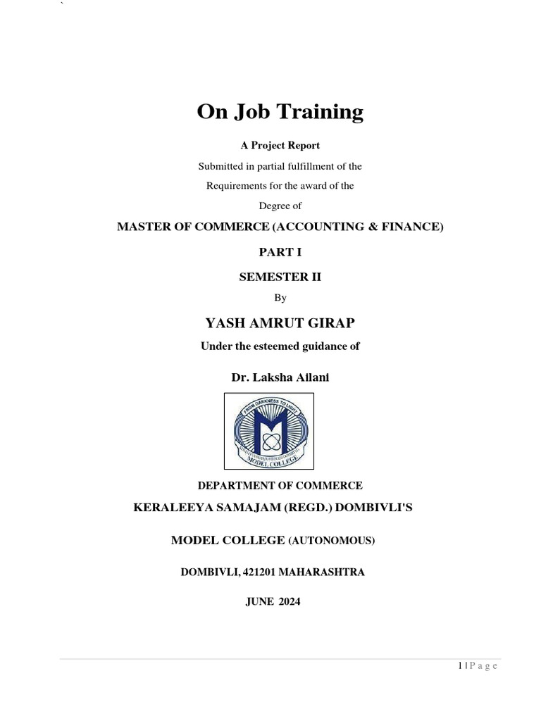 Yash Girap (Final Report) | PDF | Mentorship | Internship