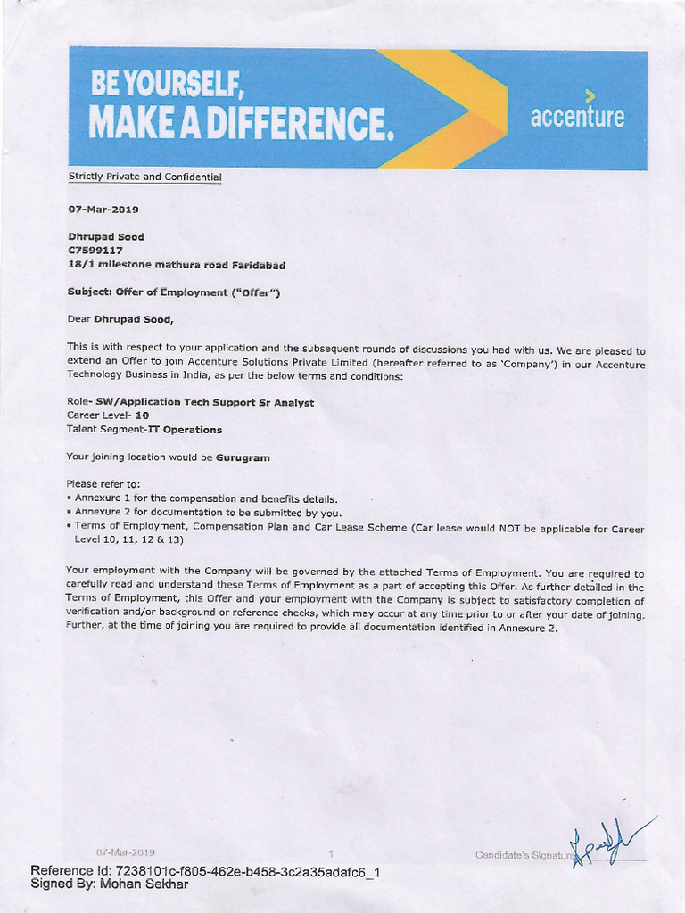 Accenture - Offer Letter | PDF