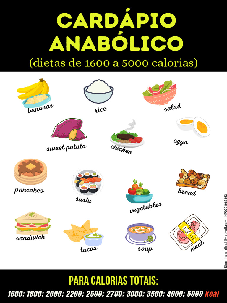 Cardápios Anabólicos: 1600 a 5000 kcal | PDF | Batata | Banana