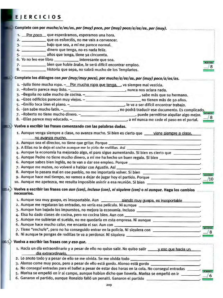 Ejercicio O. Concesivas C1 | PDF