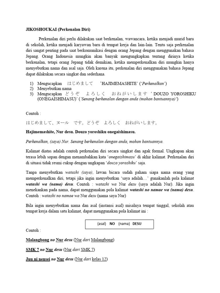 Perkenalan Diri | PDF | Kajian Bahasa Asing