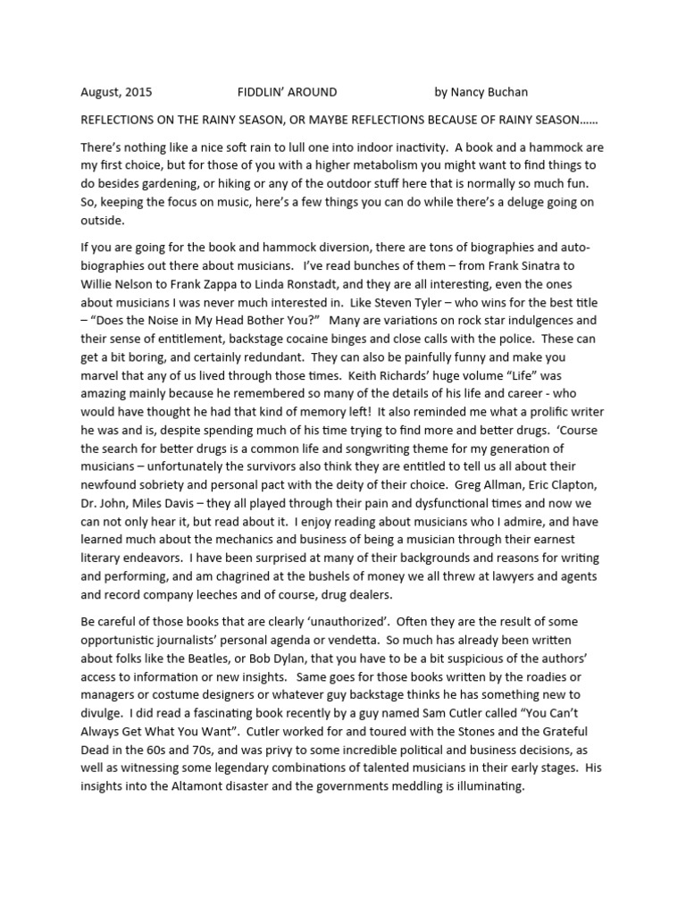 Fiddlin Around August 2015 Rainy Reflections | PDF | Musical Instruments