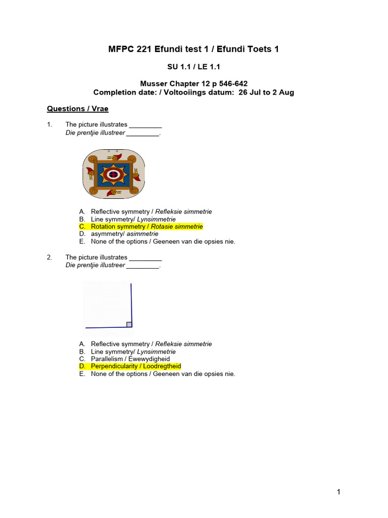 MFPC 221 SU 1.1 - 1.2 Worksheet 2022 - MEMO | PDF | Shape | Rectangle
