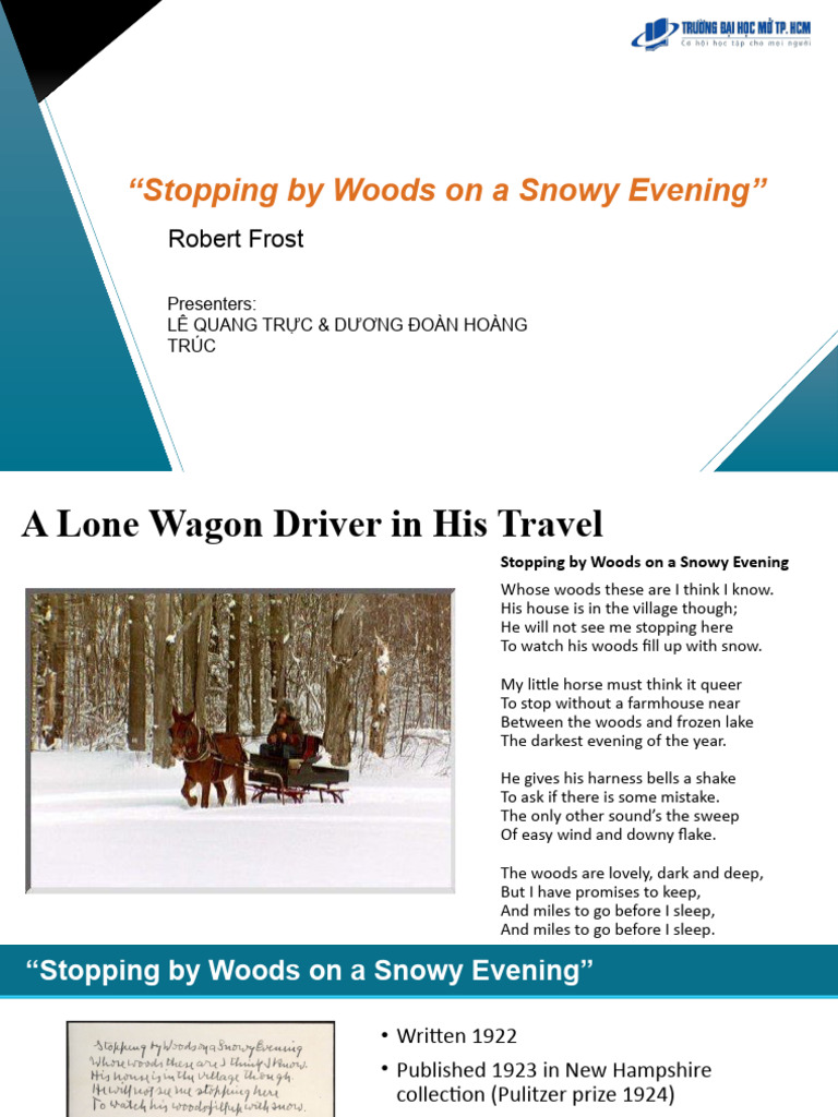 VHM-U3-Stopping by Woods On A Snowy Evening | PDF | American Poetry ...