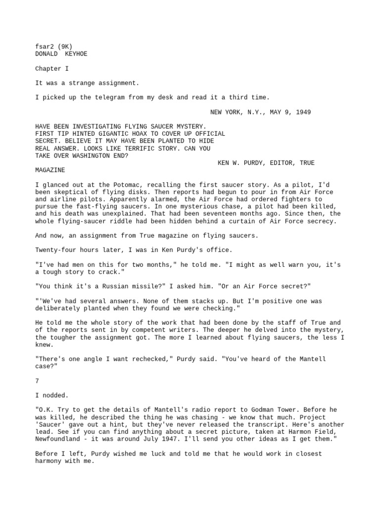 Flying Saucers Are Real Donald Keyhoe 1950 | PDF | Unidentified Flying ...