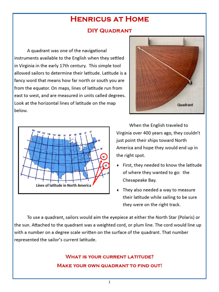 DIY Quadrant Instructions | PDF | Latitude | Navigation