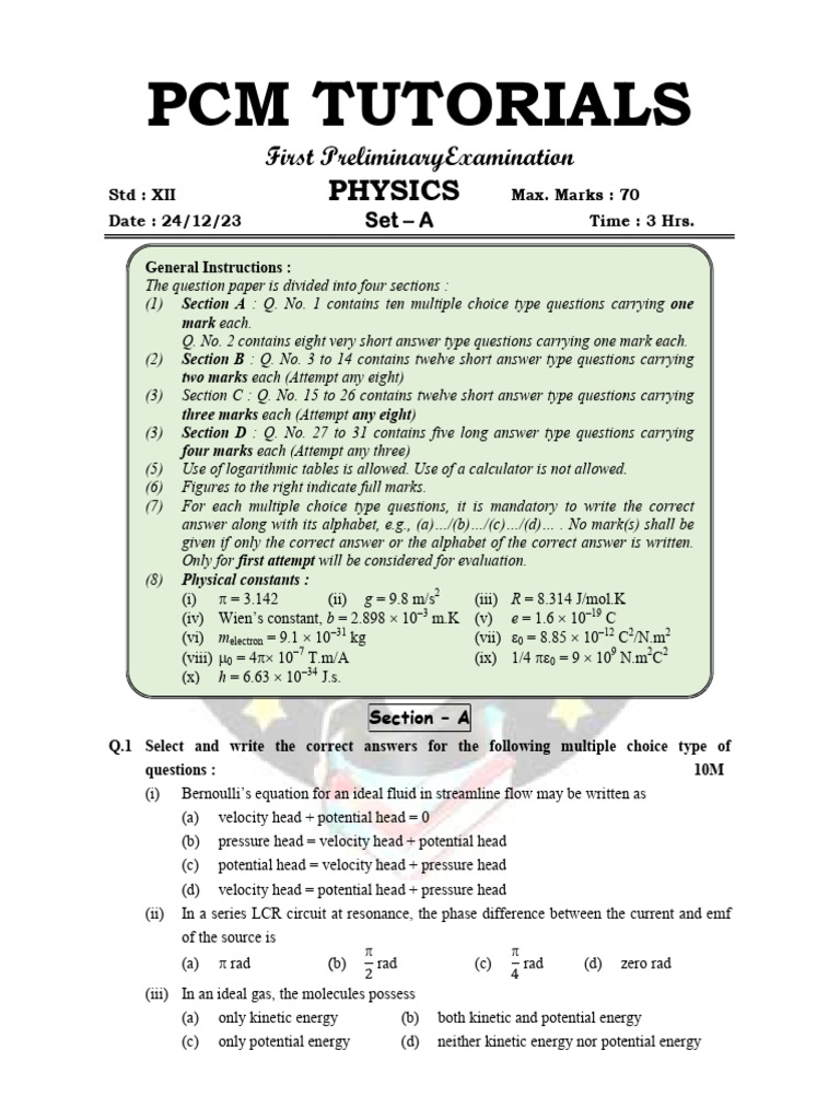 Set A-PCM | PDF | Gases | Physics