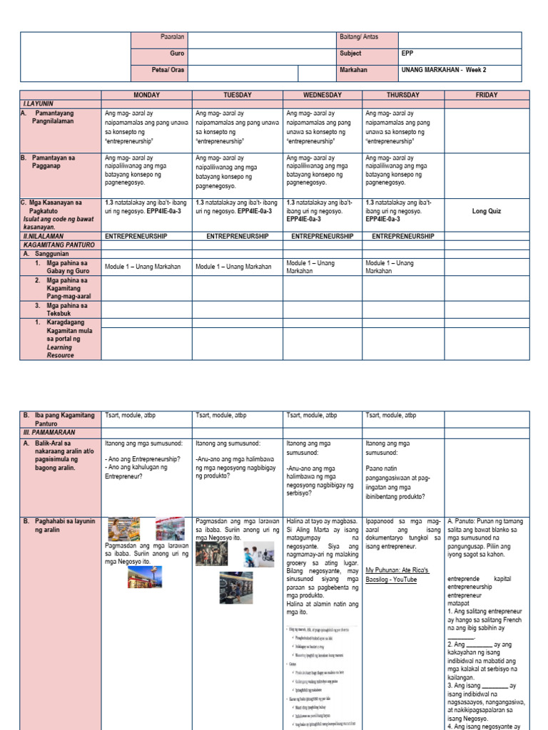 DLL Q1 - Week 2 - Epp | PDF