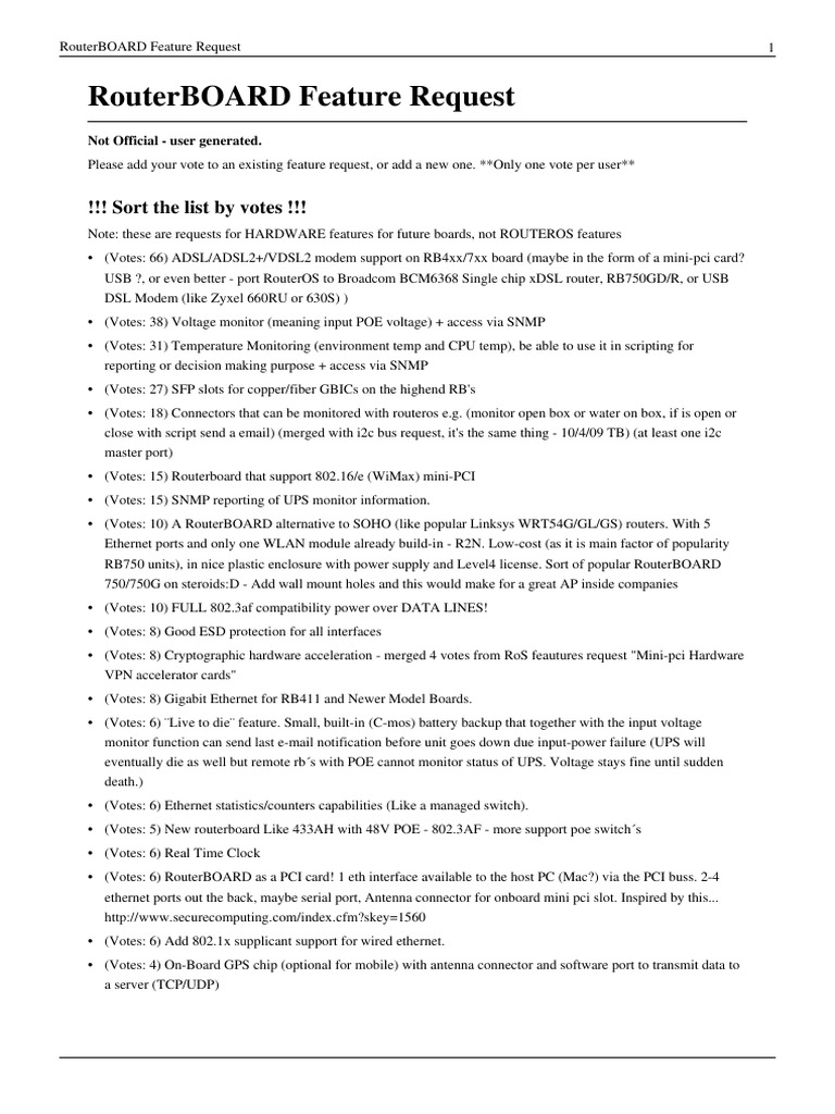 RouterBOARD Feature Request | PDF | Digital Subscriber Line ... RouterBOARD Feature Request | PDF | Digital Subscriber Line ...