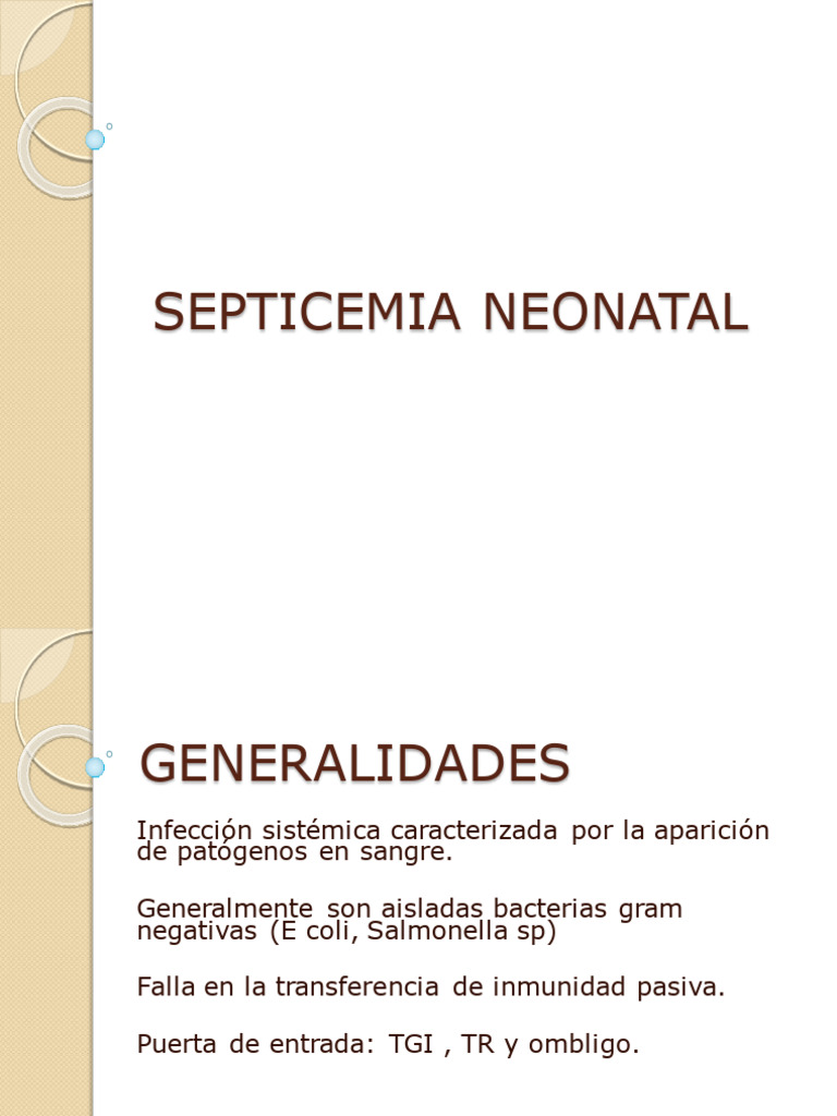 Septicemia Neonatal | PDF | Septicemia | Especialidades Medicas